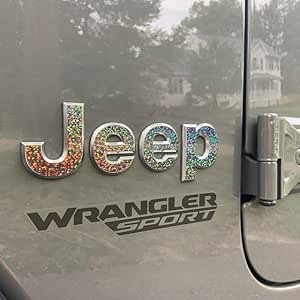 Amazon.com: Holographic Sequins Jeep Emblem Sticker Decal, Wrangler JL ...