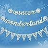 Amazon.com: 3 Pieces Snowflake Winter Wonderland Banner Snowflake Paper ...