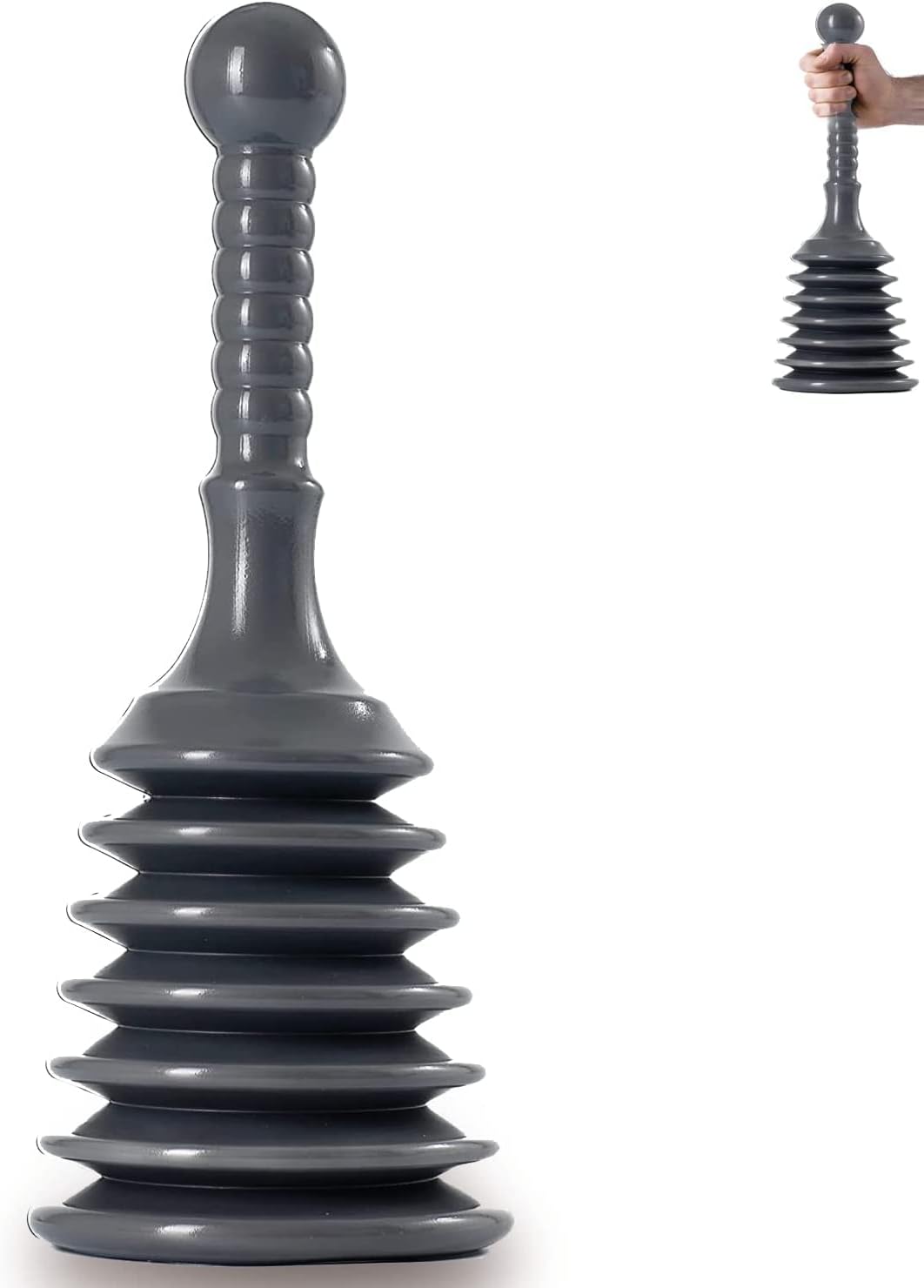 CUQOO Heavy Duty Flexible Toilet Plunger Cleaner with Head – Effortless ...