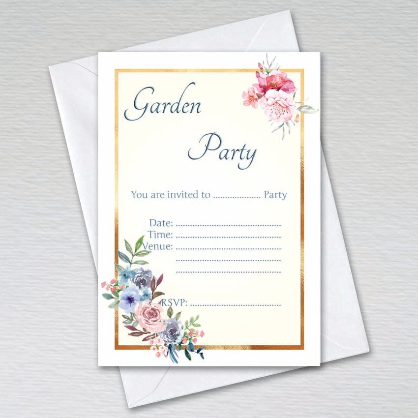 Garden Party Invitations Blank Borders Welcome Party Invitation