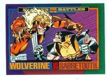 Wolverine versus Sabretooth trading card (X Men Marvel Super Hero) 1993 ...