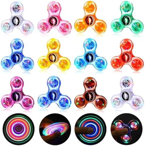 Gigilli Fidget Spinners 12 Pack, Party Favors LED Light Up Bulk Fidget ...