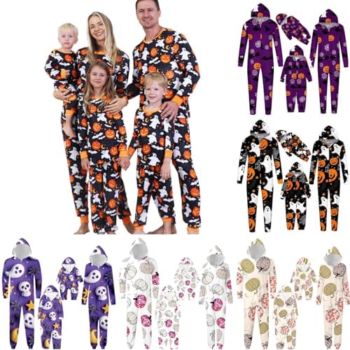 Matching Family Halloween Pajamas Set Pumpkin Spooky Ghost Print Onesie ...
