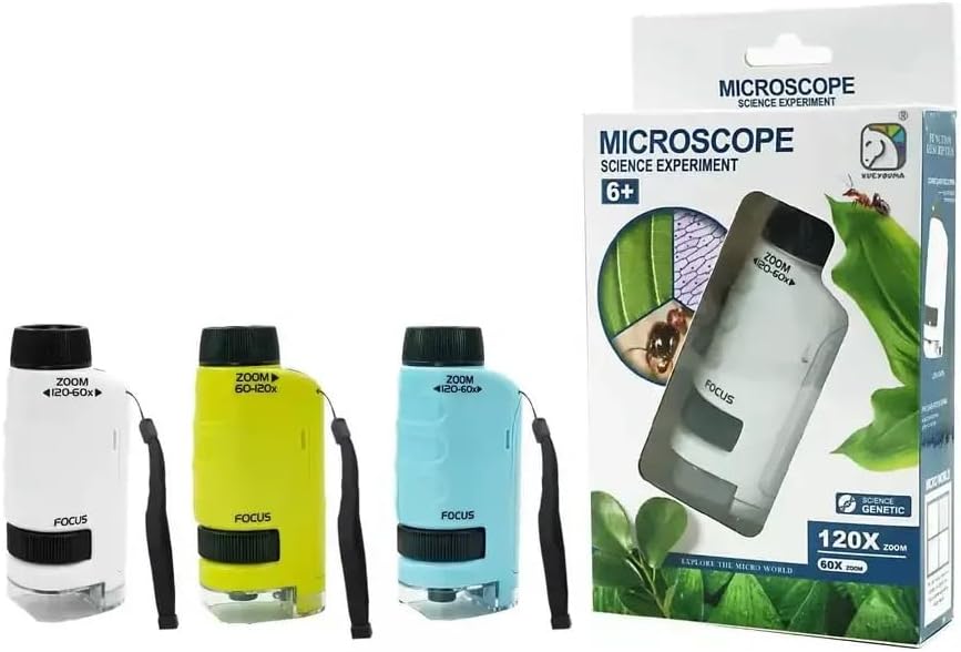 Amazon.com: Portable Microscope for Kids Zoom 60x-180x,Handheld Mini ...