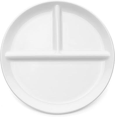 Amazon.com | AIYoo 8 inch White Ceramic Divided Dinner Plates for ...