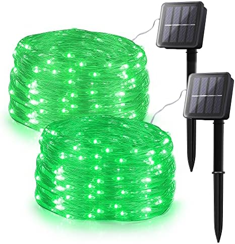 amadecohome 2 Pack 100 LED Solar String Lights 42ft 8 Modes Outdoor ...