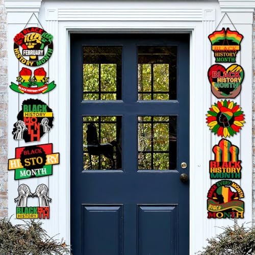 Amazon.com: Black History Month Party Porch Sign Door Banner Black ...