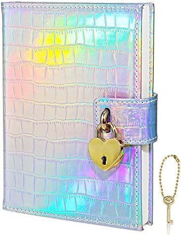 Amazon.com : Mazeran Heart Shaped Lock Journal, Handmade Laser PU Hard ...