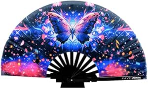 Amazon.com: UV Reactive Festival Rave Fan, 26" Large Bamboo Decorative ...