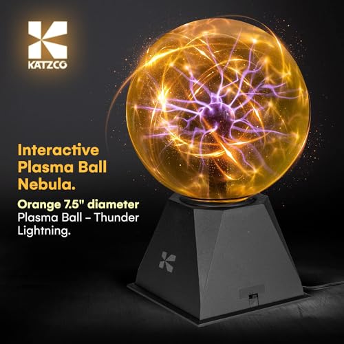 Snapklik.com : Katzco Orange Interactive Plasma Ball - 7.5 Inch - Nebula