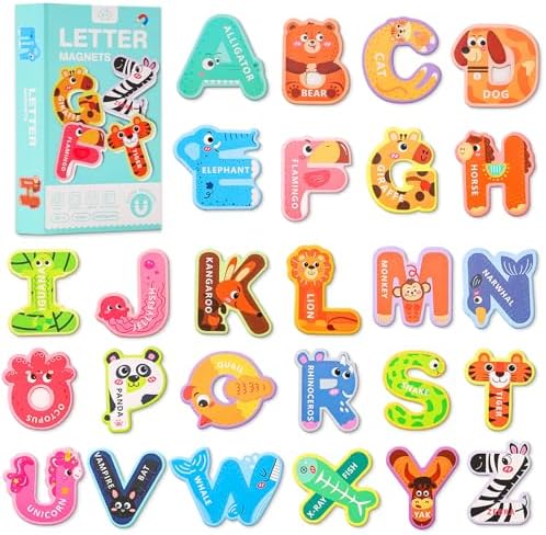 ViEinkaufen 48 Pcs Magnetic Letters, Fridge Magnets for Kids ...