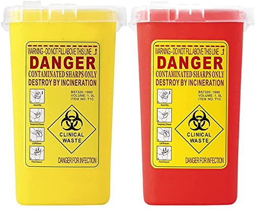 2 Pack 1 Quart Sharps Container Biohazard Disposal Needle Collect Box ...
