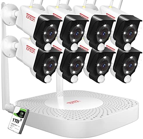 Tonton CCTV Camera Systems Wireless Outdoor, 10CH 5MP NVR with (2) 3MP ...