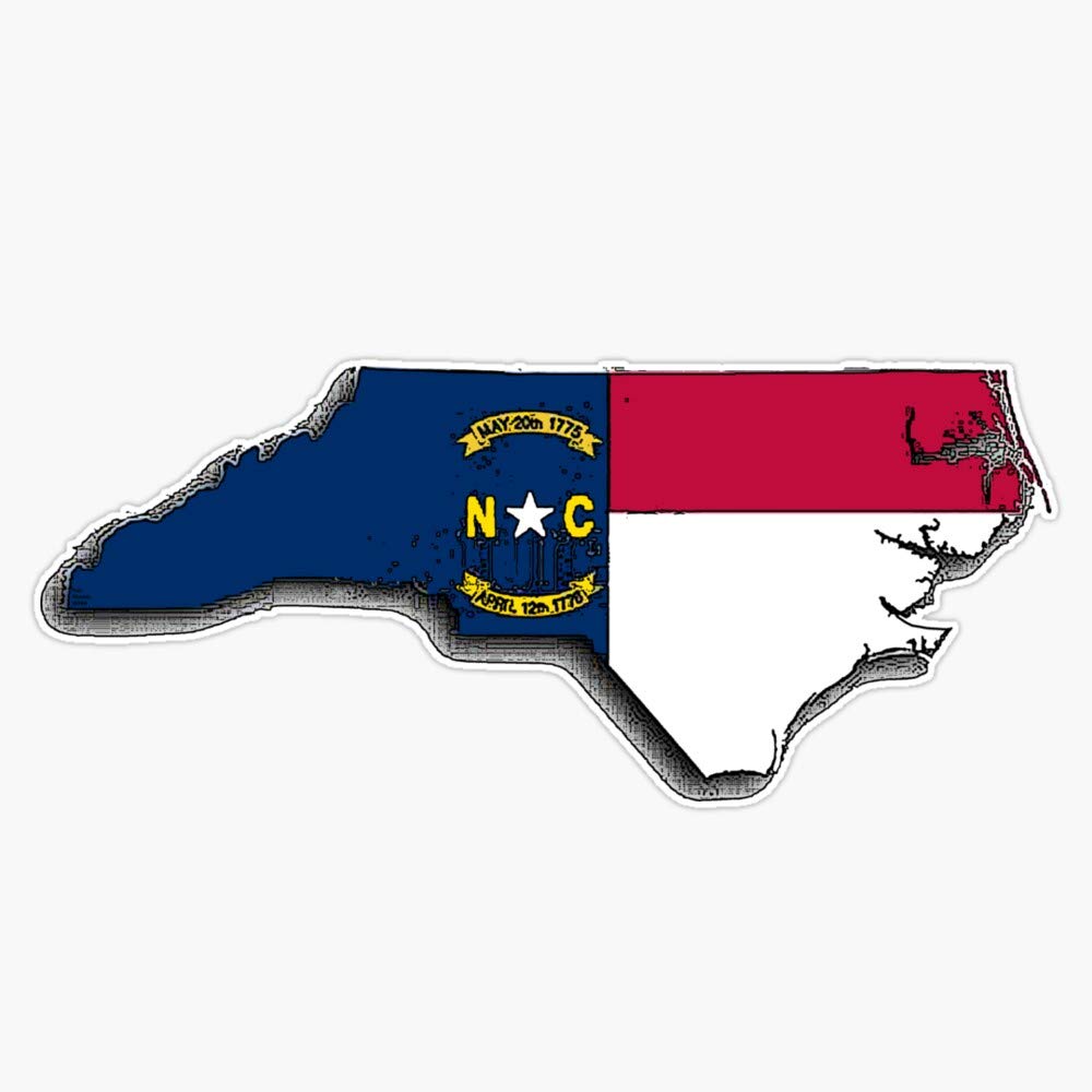 Amazon.com: North Carolina Map With North Carolina State Flag Decal ...