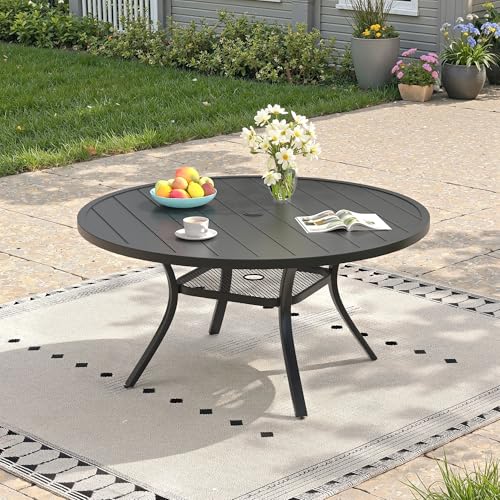 Best Round Outdoor Dining Table for Six With Umbrella Hole – Garden ...