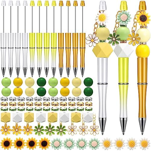 Amazon.com : 12 Sets Daisy Beadable Pens DIY Sunflower Pen Making Kit ...