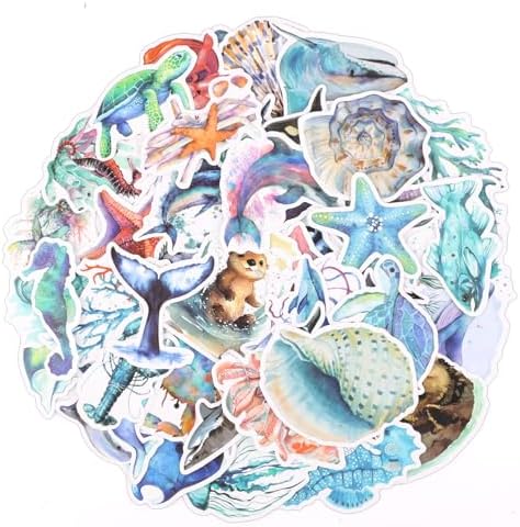 Amazon.com: 50pcs Sea Animal Stickers, Ocean Vinyl Stickers for Kids ...