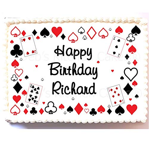 Personalised Playing Cards Cake Topper - A4 - Edible Icing or Wafer ...