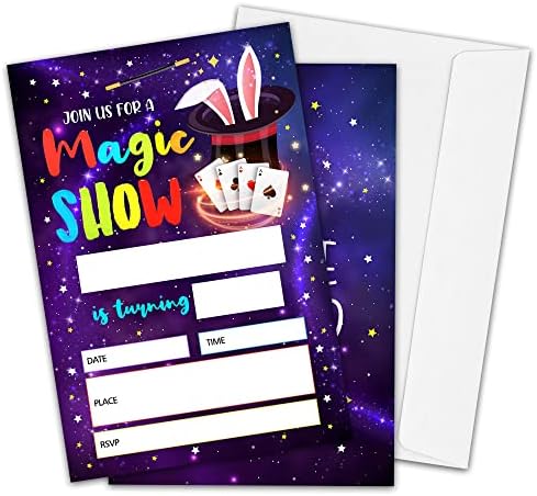 Amazon.com : Magician Birthday Party Invitations for Boys or Girls ...