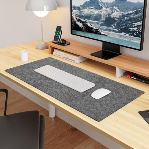 YSAGi Felt Desk Mat, 80 x 40 cm Large Mouse Pad, Non-Slip Desk Pad ...