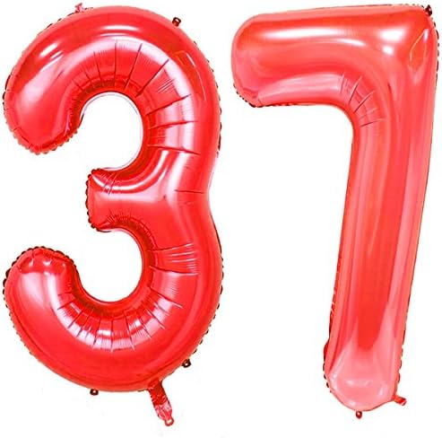 Amazon.com: 40inch Red Foil 37 Helium Jumbo Digital Number Balloons ...
