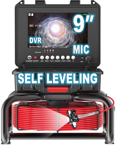 Anysun Self Leveling Sewer Inspection Camera - 100Ft, 9" 1080P Screen ...