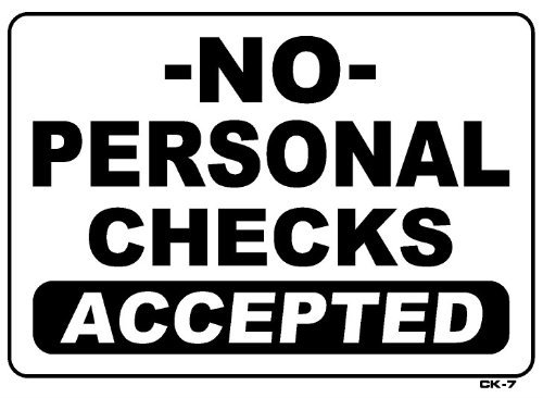 No Personal Checks Sign
