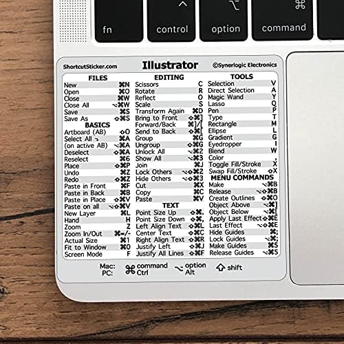 Amazon.com: Synerlogic for Adobe Illustrator Quick Reference Keyboard Shortcut Sticker for Any ...