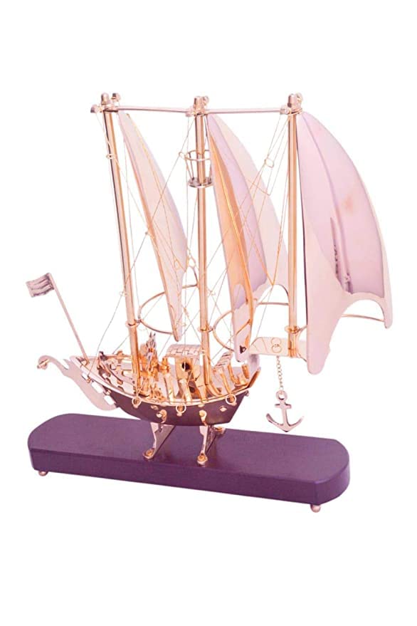 Z&C Brass Metal Sailboat Ship Model Figurine Showpiece for Home, Office ...