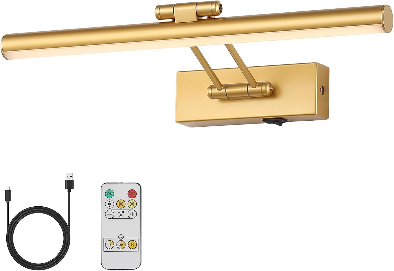 JOOSENLUX Modern Gold Picture Light, 15.35" Dimmable & Timed Off, Wall ...