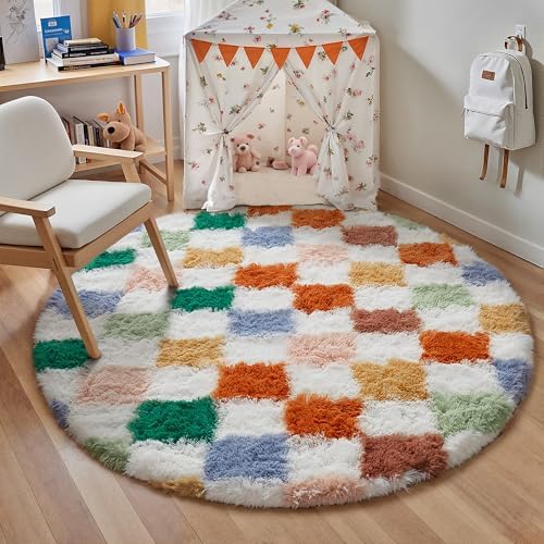 Amazon.com: PureCozy Checkered Rug 6x6 for Living Room, Modern Neutral ...
