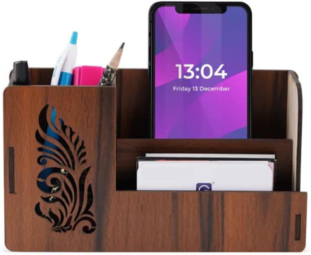 StonKraft Wooden Stationery Desk Organiser, Coasters Set, Pen Stand ...