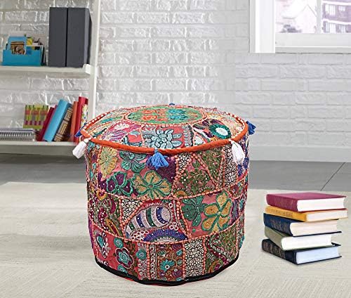 Amazon.com: EYE OF ARTS Indian Pouf Footstool Ethnic Embroidered Pouf ...