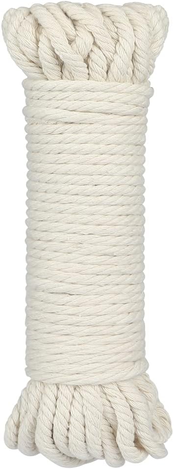 GOLBERG Twisted 100% Natural Cotton Rope - White Cotton Rope - (1/2 ...