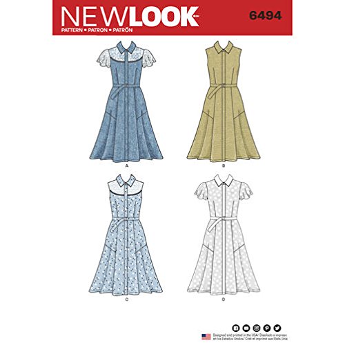 NEW LOOK 6494 / D0610 Misses' Dress with Sleeve Variations (SIZE 8-20 ...