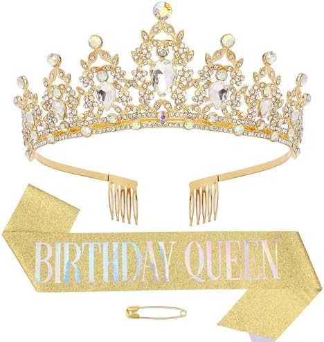 Couronne d'anniversaire Écharpe Anniversaire Or Birthday Queen Sash ...