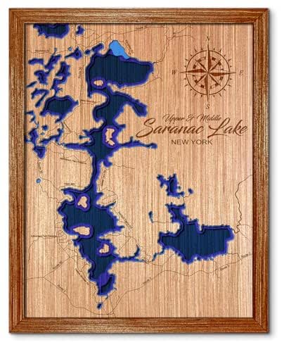 Amazon.com: Hand Crafted, Laser-etched 3D Nautical Wood Lake Maps ...