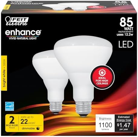Feit Electric BR30 LED Light Bulbs, 85W Equivalent, High Output, Indoor ...