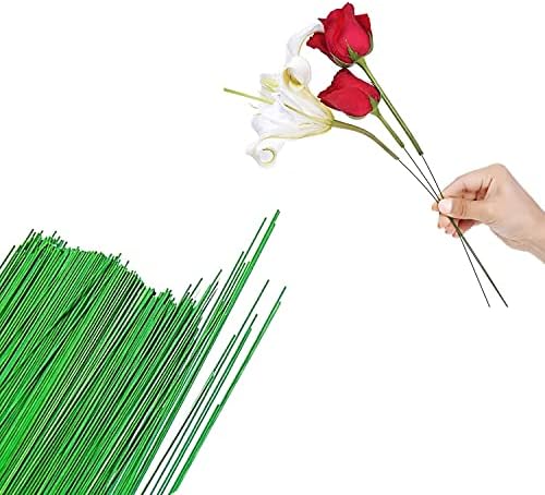 Stem Wire Floral,100 Pack Green Florist Wires Stub Wire Stem Wires for ...