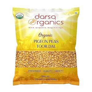 Amazon.com : Darsa Organics Toor Dal 2 lb - USDA Organic Yellow Split Pigeon Peas, Organic ...