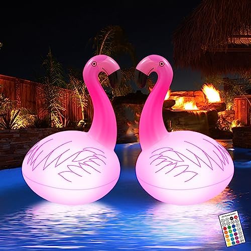 Amazon.com: Solar Flamingo Floating Pool Lights 2PCS, Solar Powered ...