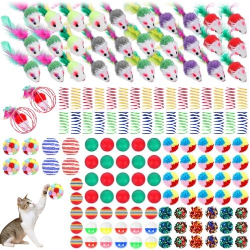Amazon.com : 150 Pcs Cat Toys Bulk, Kitten Toys Assorted Cat Toy ...