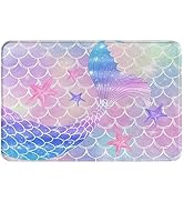 Amazon.com: Pink Mermaid Bathroom Rug Decor for Girls,Cute Funny Ocean ...