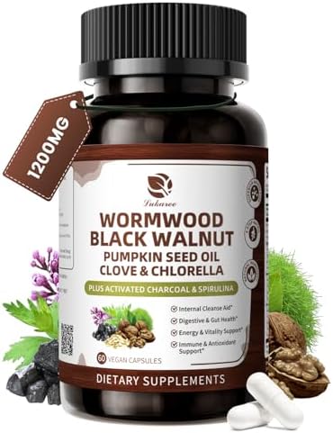 Amazon.com: Lukaree Wormwood Black Walnut Cleanse for Human 1200mg ...