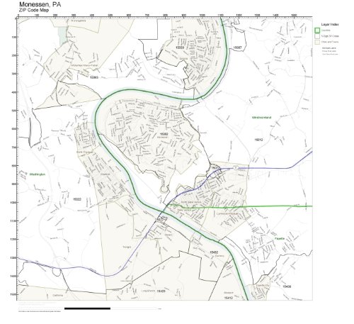 Amazon.com : ZIP Code Wall Map of Monessen, PA ZIP Code Map Not ...