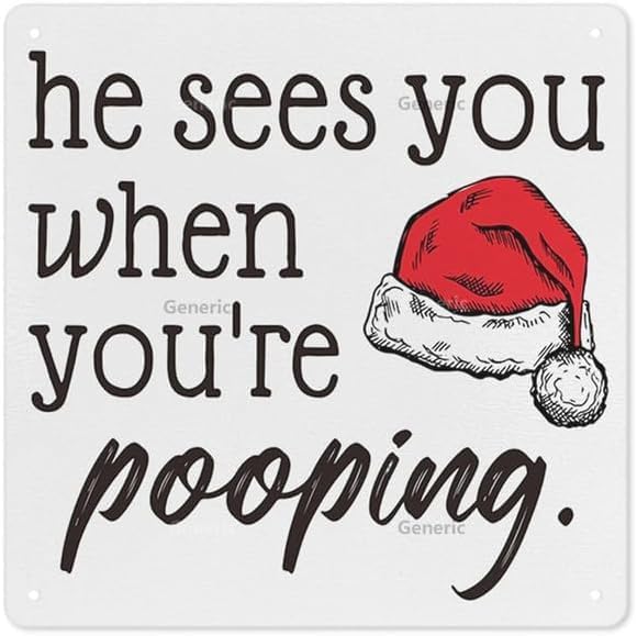 Amazon.com: Funny Christmas Bathroom Decor - He Sees You When You're ...