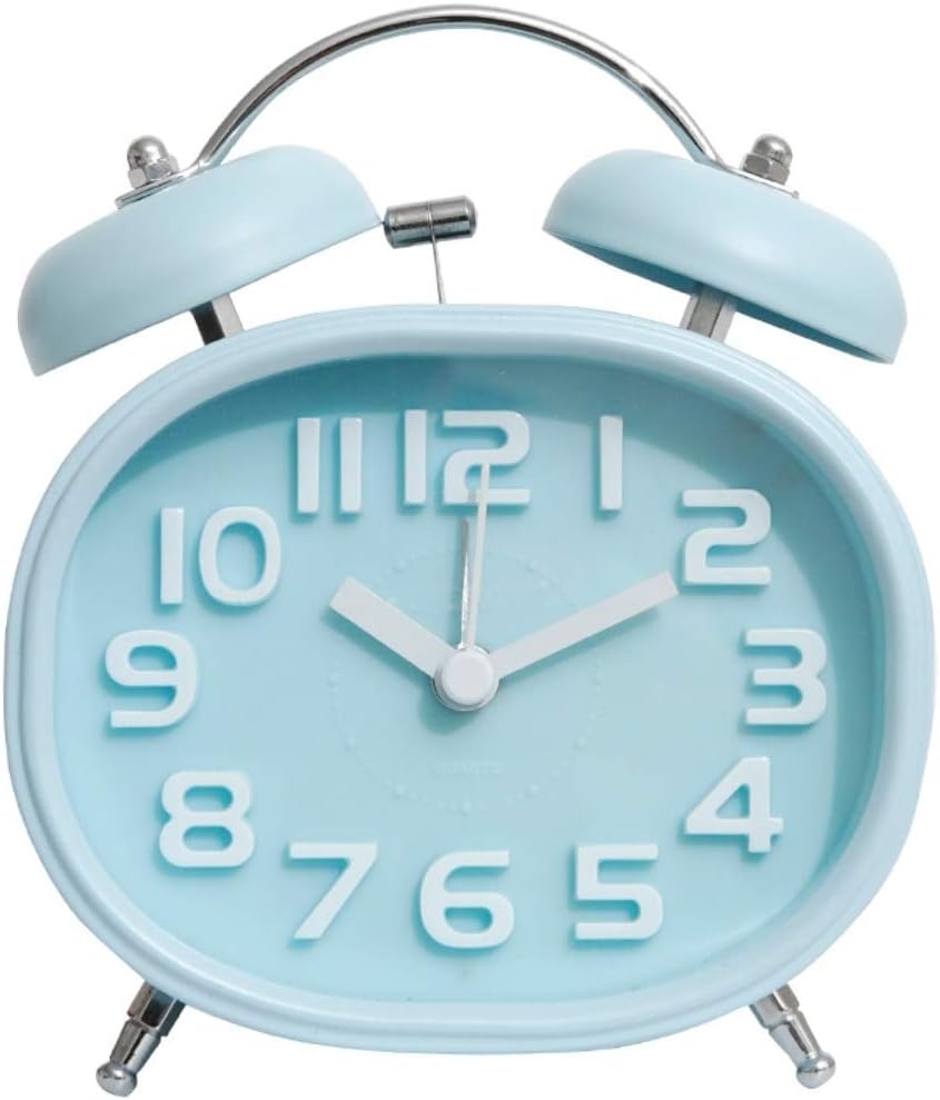 JZK Retro quartz twin bell alarm clock non ticking silent sweep with ...