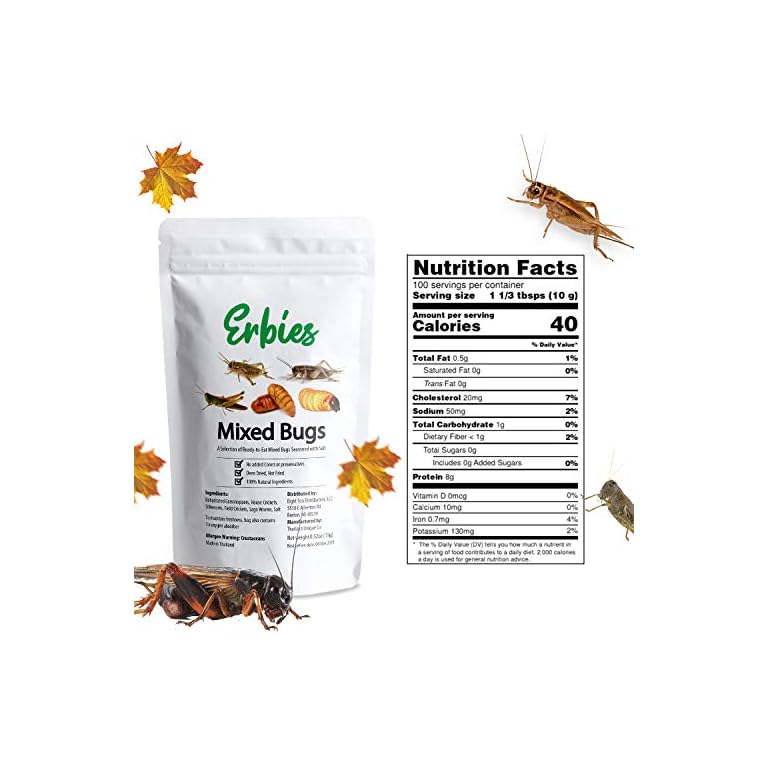 Erbies Edible Bug Mixed Trail Mix, 15g Bag, Seasoned and Crunchy ...