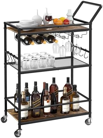 Amazon.com - eletecpro 3-Tier Bar Cart Mobile Home Bar Serving Tool ...