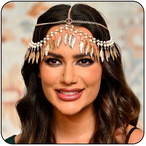 Amazon.com : Aukmla Boho Head Chain Jewelry Gold Layered Headpiece Hair ...